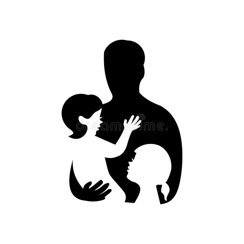 Father with Two Daughters Silhouette Logo Vector Stock Vector ...