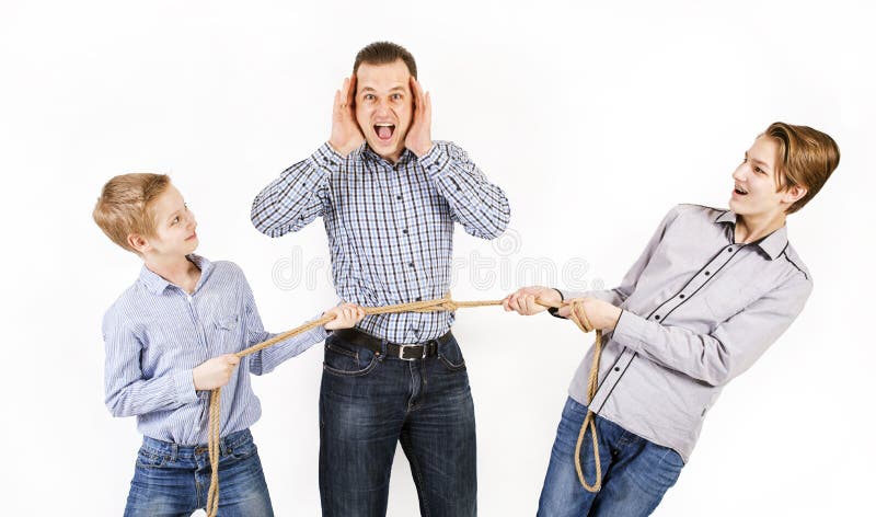 Father Two Sons Connected Rope Stock Photos - Free & Royalty-Free Stock ...