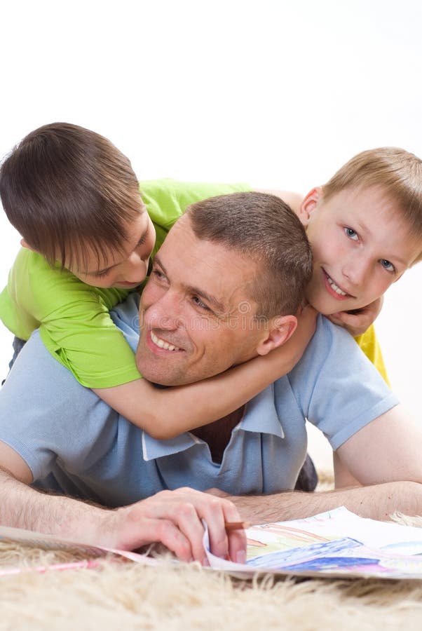 Father and Two Young Brothers Stock Photo - Image of father, love: 16379348