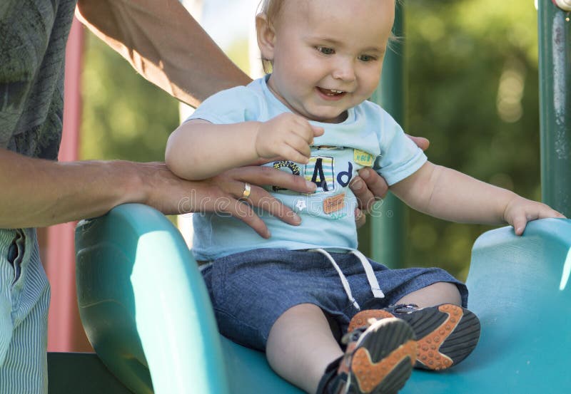 Father is Walking with the Baby. Stock Photo - Image of summer ...