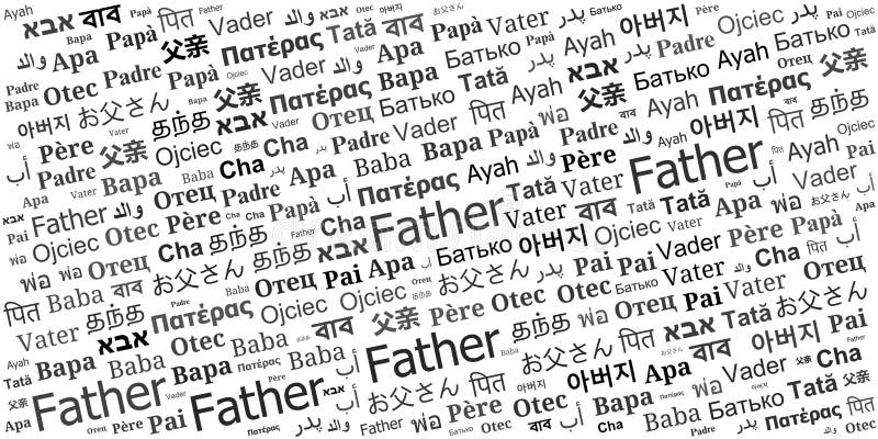 Father Word Cloud Pattern in Multiple Languages Stock Illustration ...