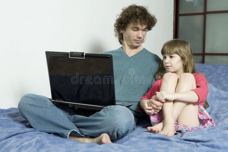 Father Working on Laptop from Home Stock Photo - Image of business ...