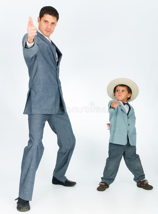 Father with a Young Son, Dressed in a Suit Stock Image - Image of ...
