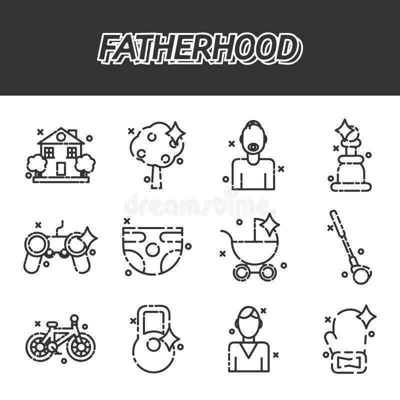 Fatherhood flat icons set stock vector. Illustration of cheerful - 93995686