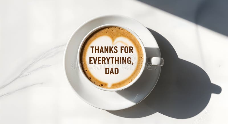 Coffee with Message for Dad in Cup on Saucer, Thanks for Everything Dad ...