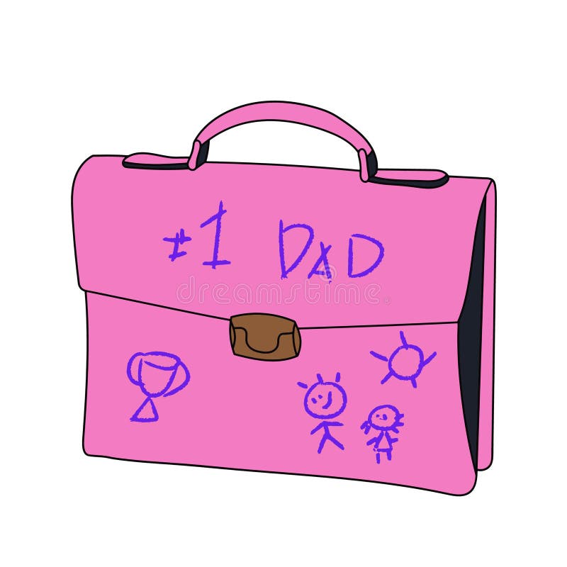 Fathers Day Suitcase Pink Briefcase with 1 Dad Text Stock Vector ...