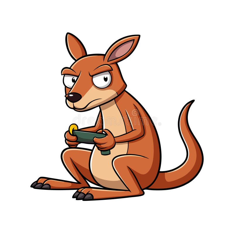 Fatigued Kangaroo Engaging in Gaming Vector Illustration Stock Image ...