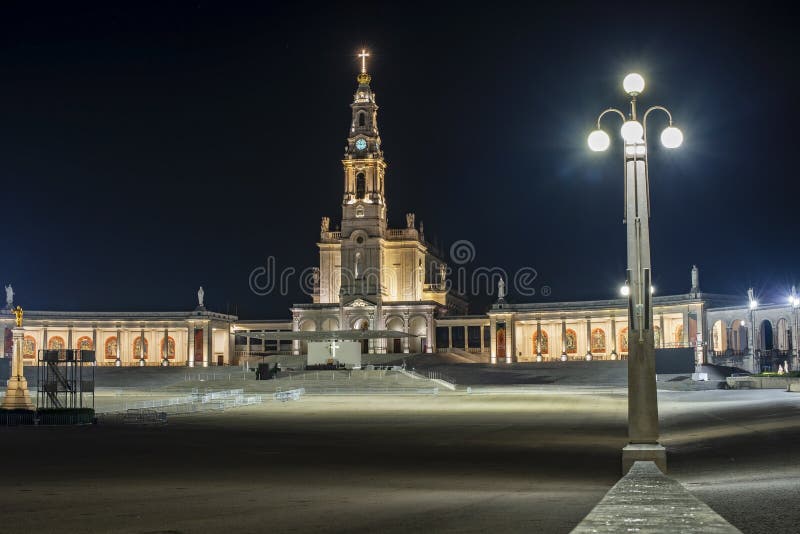 Fatima sanctuary by night. stock image. Image of tourist - 299769207