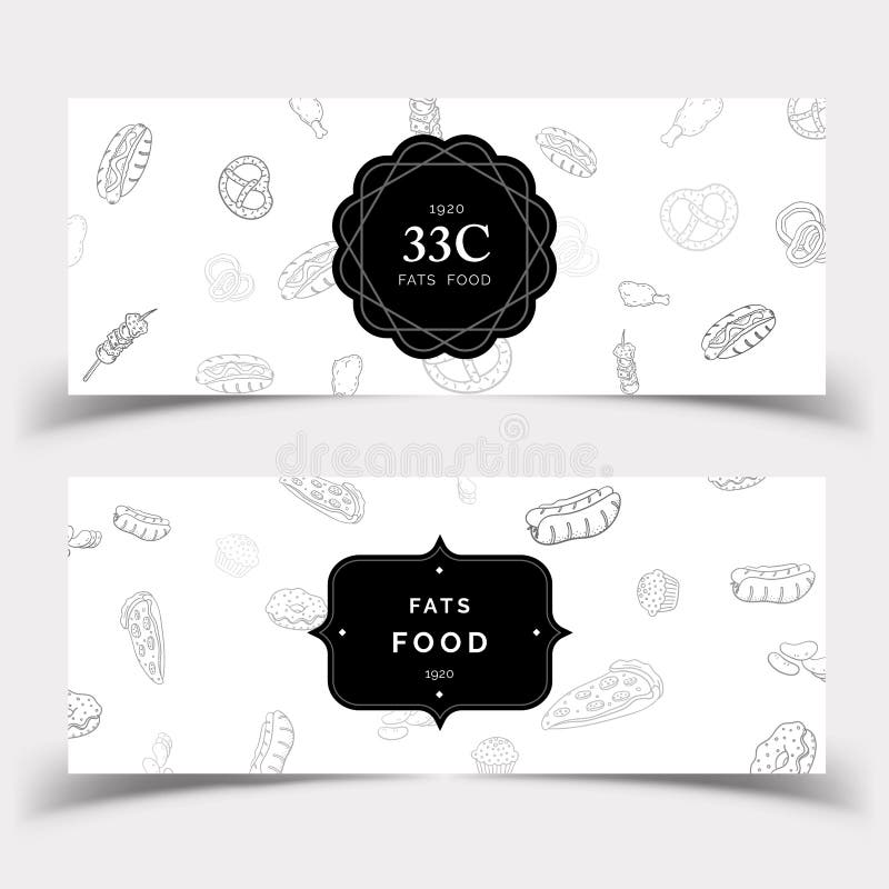 Fats Food Vector Sketch Banner Illustration. Hand Drawn Template Frame ...