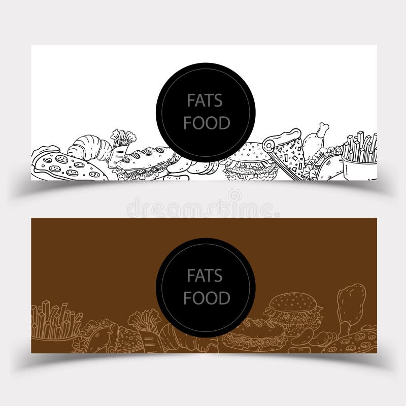 Fats Food Vector Sketch Banner Illustration. Hand Drawn Template Frame ...