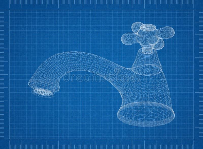 Faucet Architect blueprint stock illustration. Illustration of outline ...