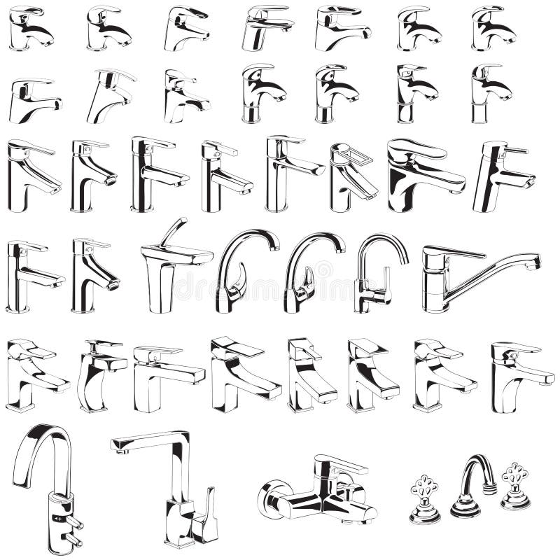 Faucet Collection Vector stock vector. Illustration of graphic - 82592786