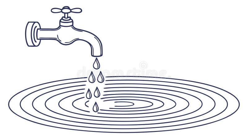 Faucet Drip with Subtle Ripples, Water Conservation Vector, Vector ...