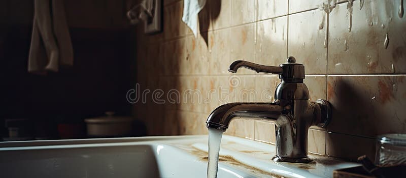 A Faucet Dripping Water into a Sink Stock Photo - Image of repair, turn ...
