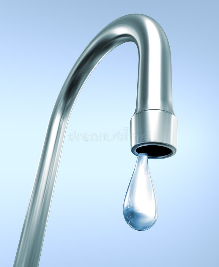 Faucet with a drop stock illustration. Illustration of waste - 26961430