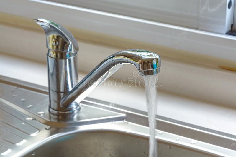 Flowing Water Faucet Stock Image Image Of Shiny Drain 7740509