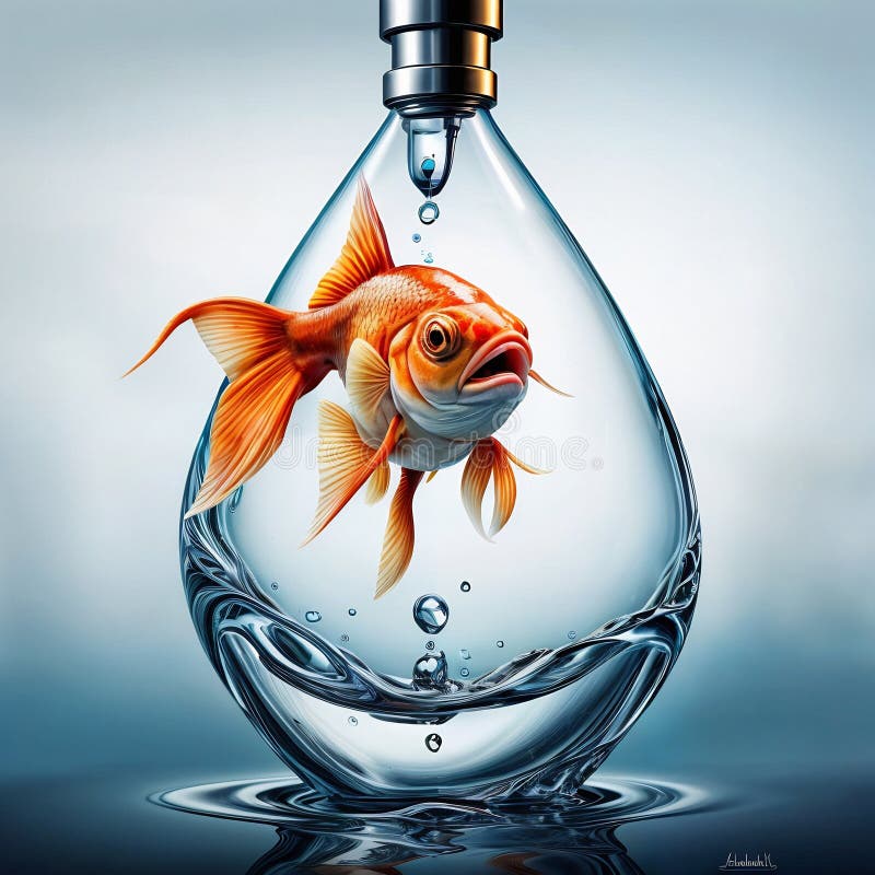 A faucet with goldfish stock illustration. Illustration of poster ...