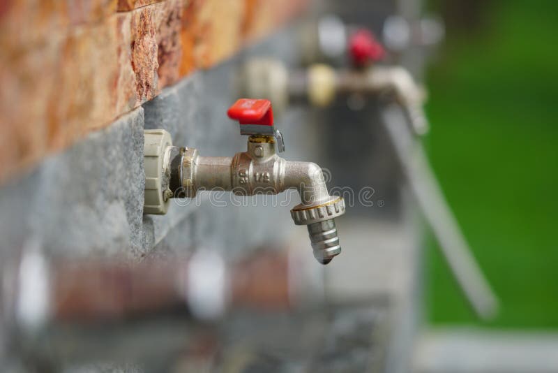 Faucet with red handle stock photo. Image of faucet - 246280030