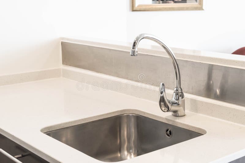 Faucet Sink and Water Tab Decoration in Kitchen Room Stock Image ...