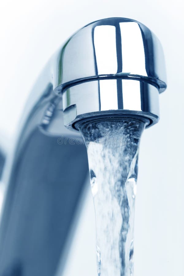 Water Tap with Falling Water Drop on White Stock Image - Image of ...