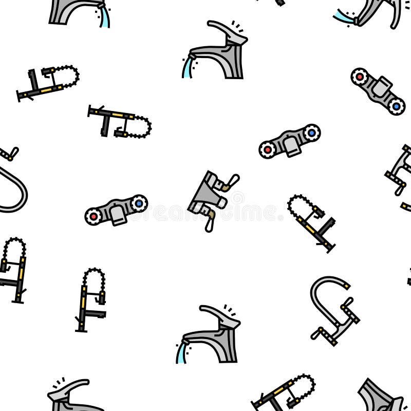 Faucet Water Sink Tap Bathroom Vector Seamless Pattern Stock Vector ... Faucet Water Sink Tap Bathroom Vector Seamless Pattern Stock Vector ...