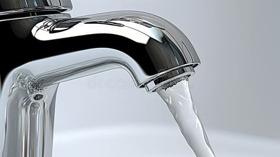 A Faucet from Which Water is Flowing. Stock Illustration - Illustration ...