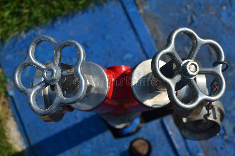 Fire Hydrant with Two Stainelss Steel Faucets from Above Stock Photo ...