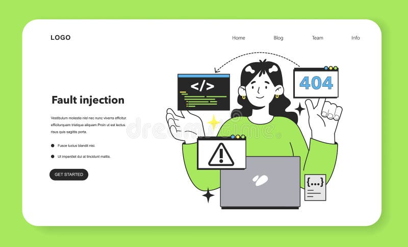 Fault Injection Web Banner Or Landing Page Software Testing Methodology Stock Vector