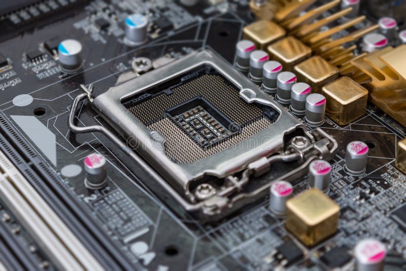 Cpu Motherboard Socket Lga1151 Stock Image - Image of science ...