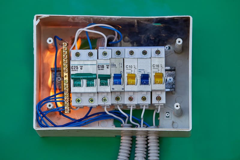 Faulty Electrical Panel May Cause a Fire Stock Photo - Image of failure ...