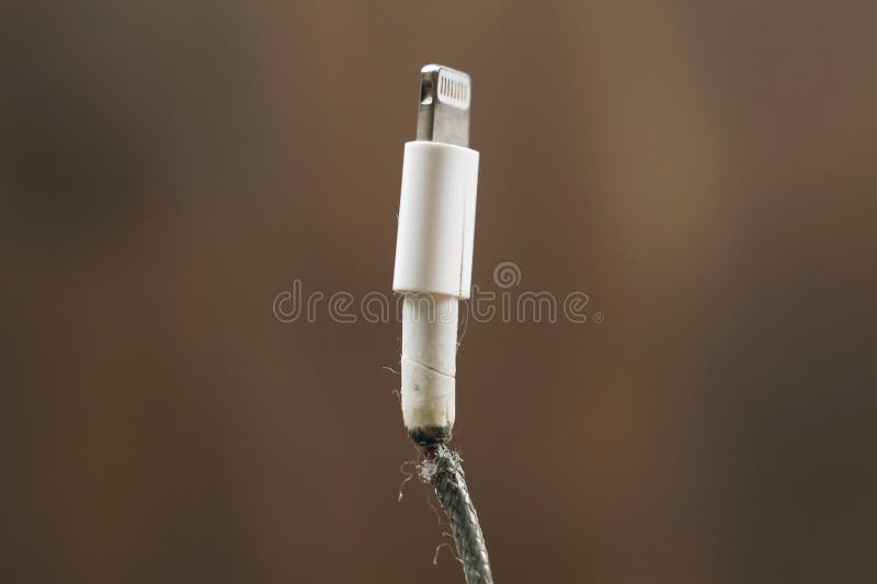 Faulty Phone Charging Wire, Wire Insulation Destroyed. Stock Image ...