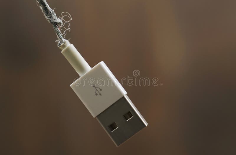 Faulty USB Charger Cable with Damaged Wire Insulation. Stock Photo ... Faulty USB Charger Cable with Damaged Wire Insulation. Stock Photo ...