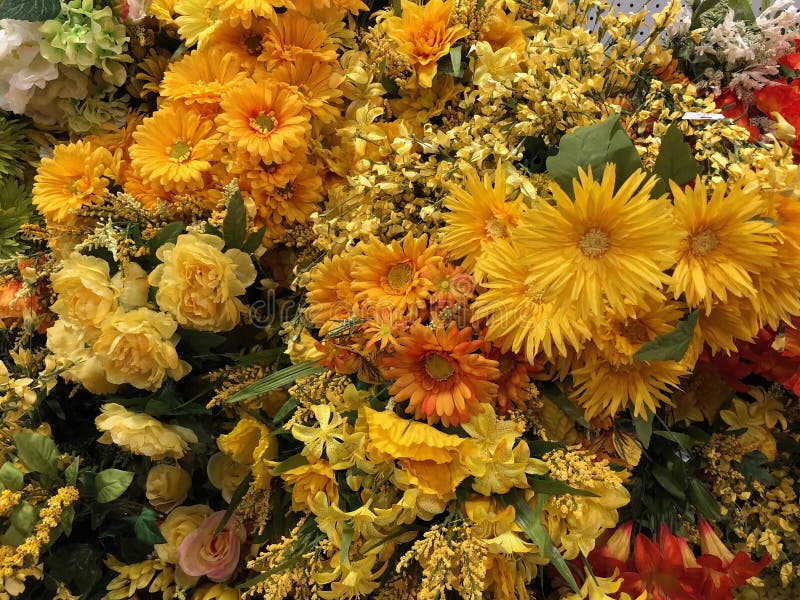 Fausses Fleurs Artificielles Image stock - Image du coloré, jaune ...