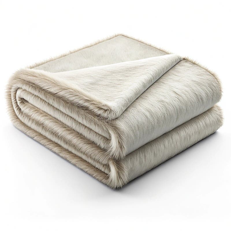 Faux Fur Throw Blanket Folded on White Background Stock Illustration ...
