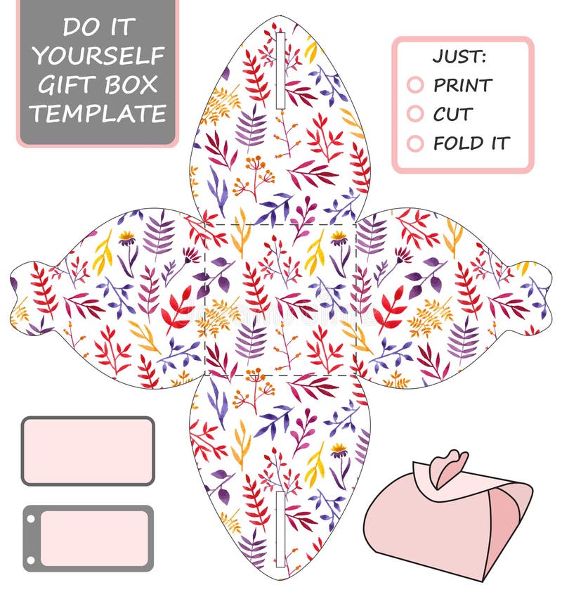 Favor, Gift Box Die Cut. Box Template Stock Vector - Illustration of ...