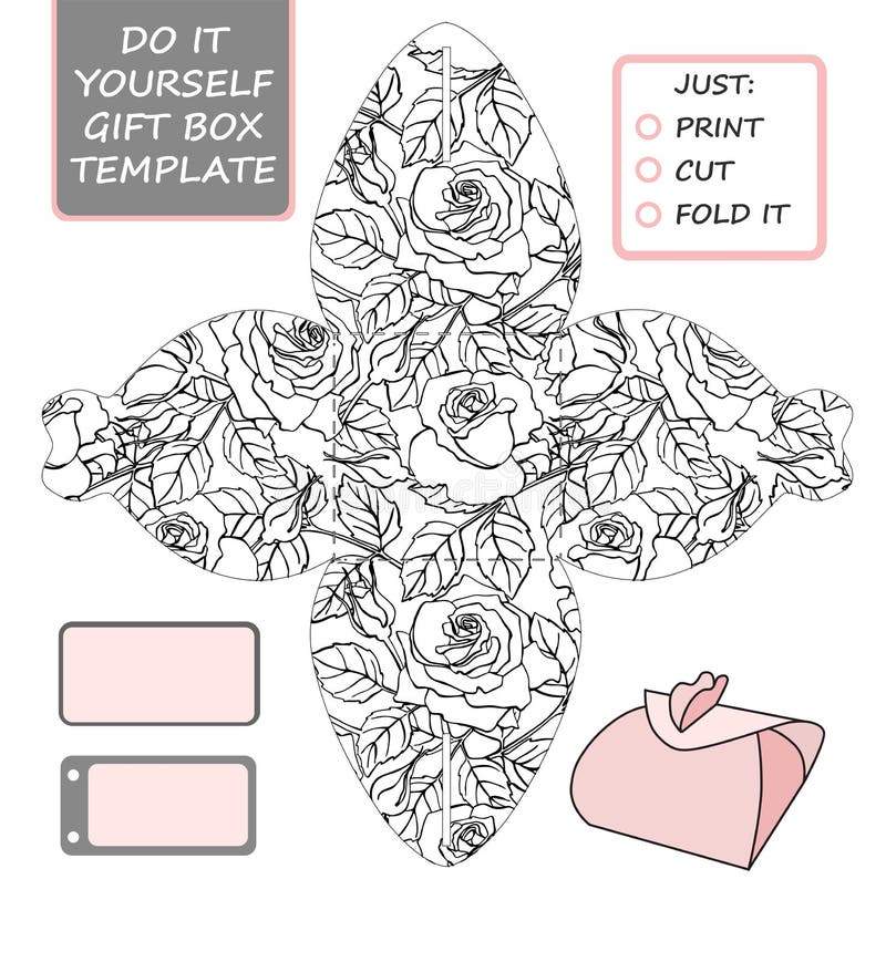 Favor, Gift Box Die Cut. Box Template Stock Vector - Illustration of ...