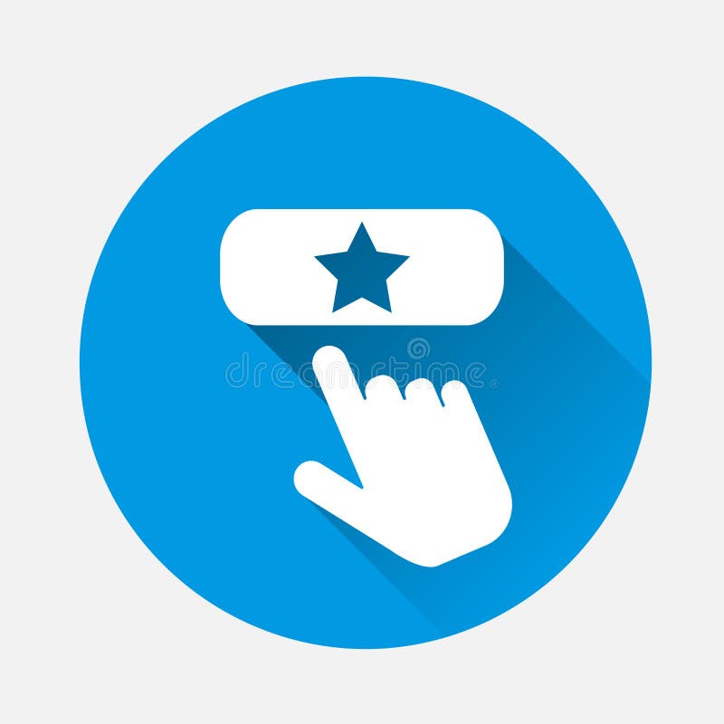 Favorit Button Vector Icon with a with Long Shadow. the Hand Presses ...