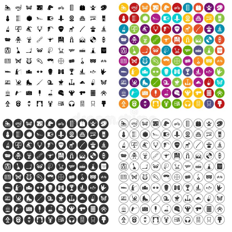 100 Favorite Activity Icons Set Vector Variant Stock Vector ...