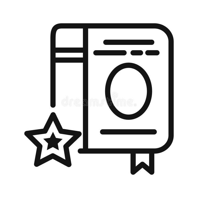 Favorite Book Icon Black and White Illustration Stock Vector ...
