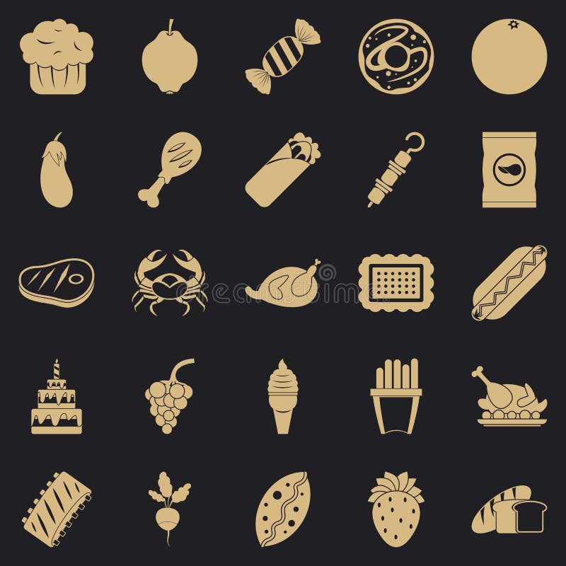 Favorite Delicacy Icons Set, Simple Style Stock Vector - Illustration ...