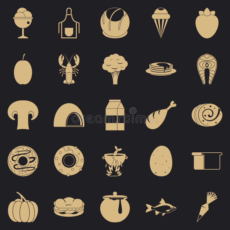 Favorite Food Icons Set, Simple Style Stock Vector - Illustration of ...