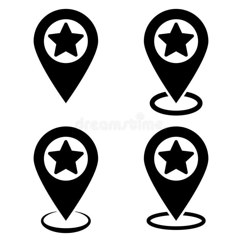 Favorite Place Map Pointer Icon. Maps Pin with Star Icon. Map Pointer with Star Icon Stock ...