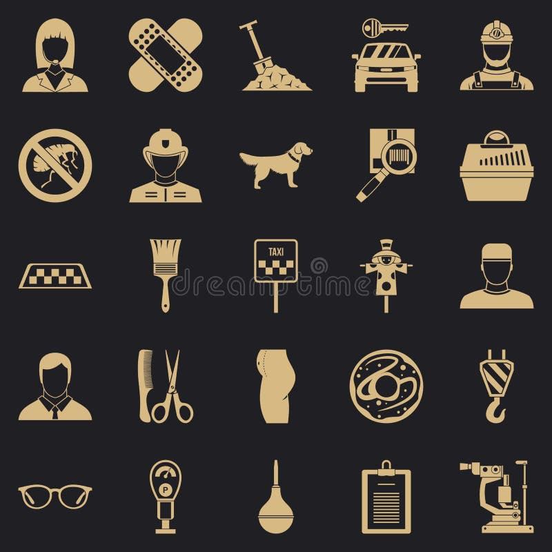 Favorite Work Icons Set, Simple Style Stock Vector - Illustration of ...