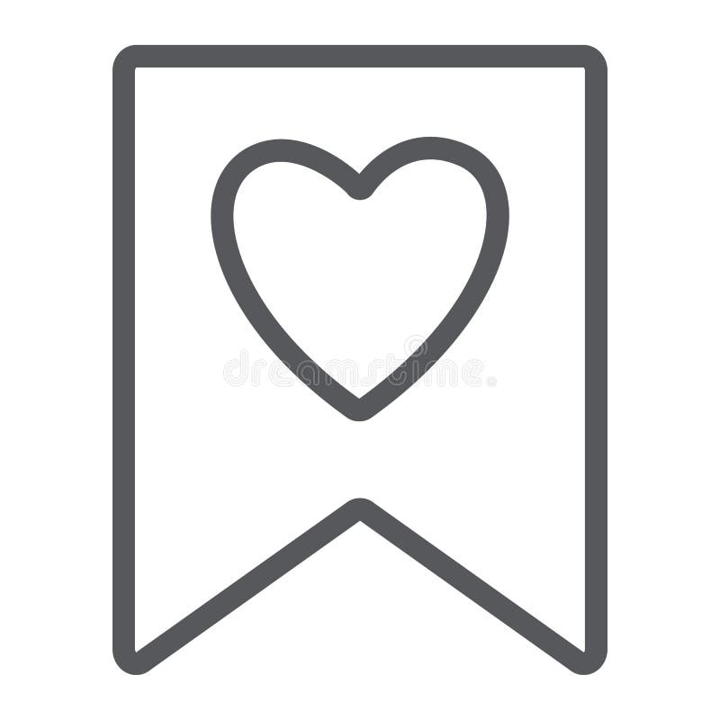 Favourite Line and Glyph Icon, Mark and Favorite, Bookmark with Heart ...