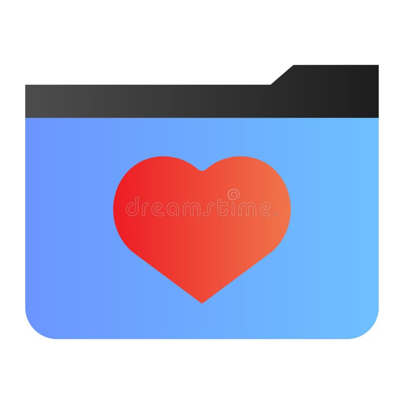 Favourites Folder Flat Icon. File Folder with Heart Color Icons in ...