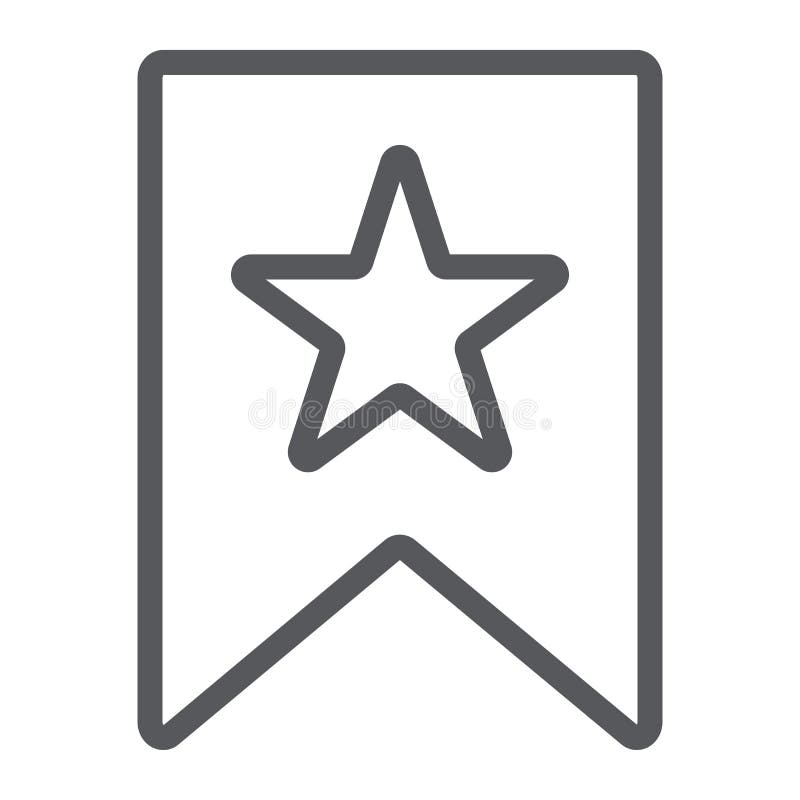 Favourites Line Icon, Mark and Favorite, Bookmark with Star Sign ...