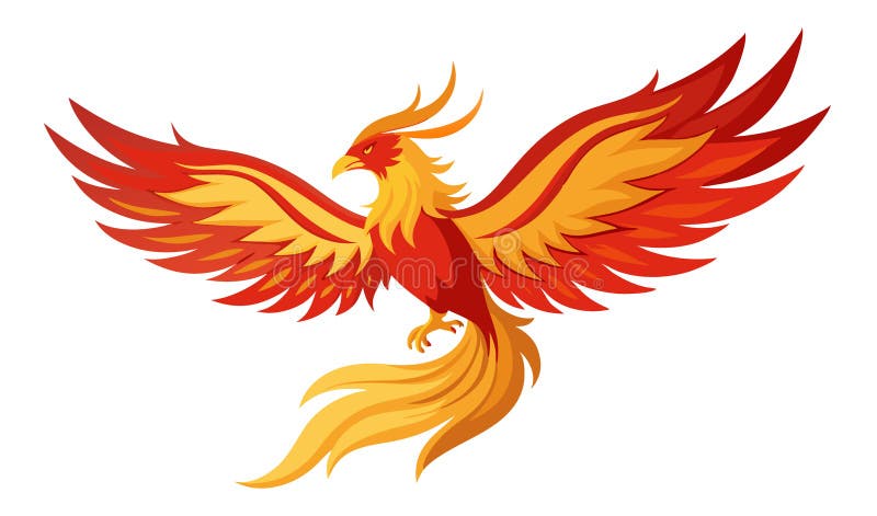 Fawkes the Phoenix Soaring with Crimson and Gold Wings Stock Image ...