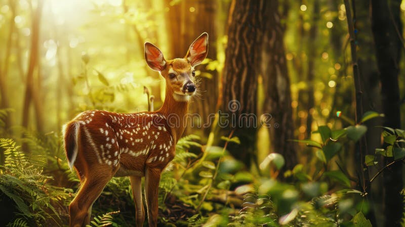 The Fawn in Forest. AI Generated Stock Image - Image of beauty ...