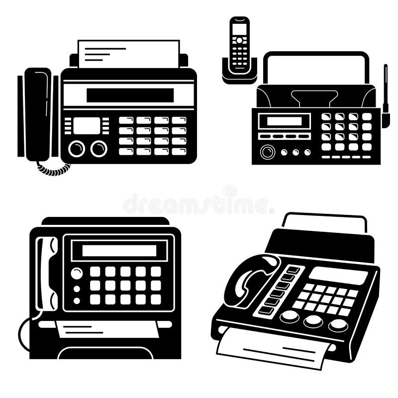 Fax Icons Set, Simple Style Stock Vector - Illustration of clean, page ...