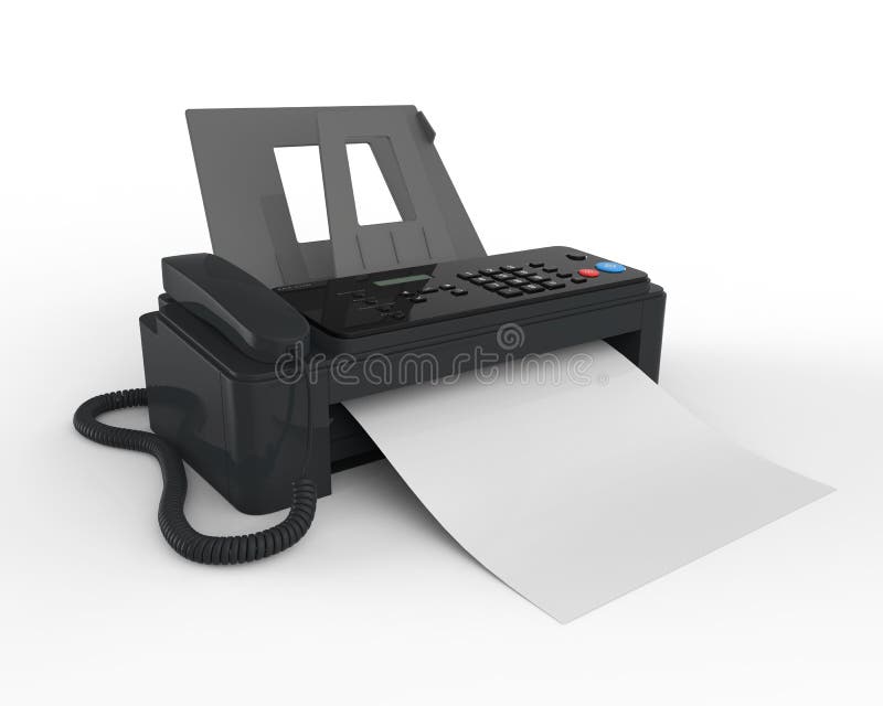 Fax Machine with Paper stock illustration. Illustration of background ...